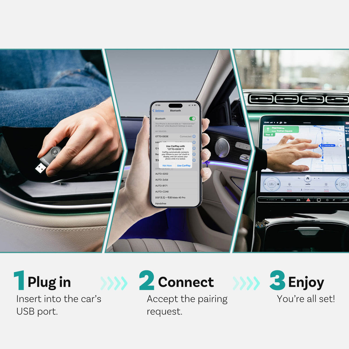 Ottocast Mini Wireless CarPlay & Android Auto Adapter | Plug and Play